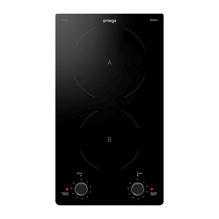 Omega 30cm Ceramic Cooktop with Knobs - OCC302KCOM